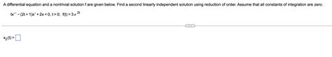 Solved A Differential Equation And A Nontrivial Solution F