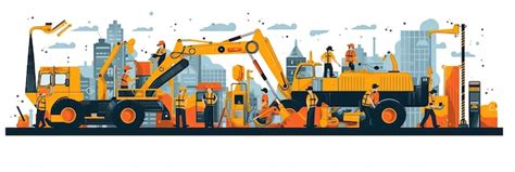 Premium Photo Construction Workers Set Repair Service Employees