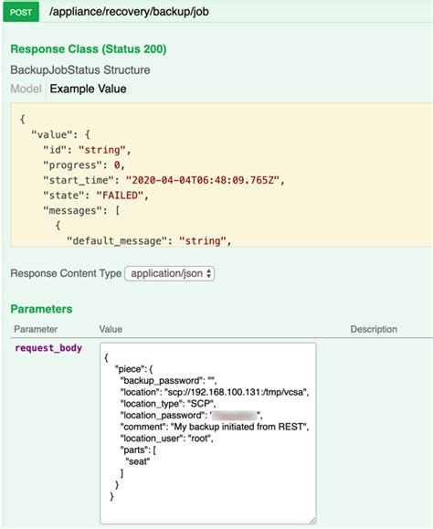 vcsa api exploring the backup endpoints