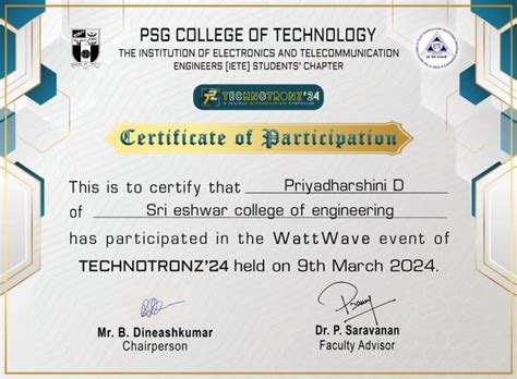 Priyadharshini Dhasan On Linkedin Technotronz24 Iete