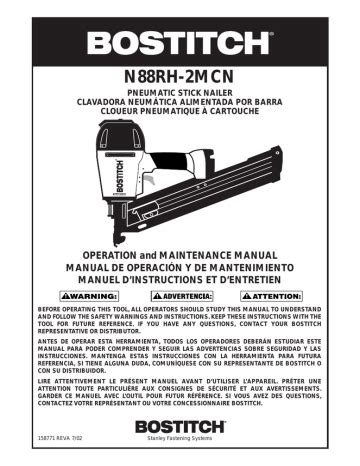 Bostitch N88rh Specifications Manualzz