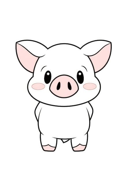 Linda Página Para Colorear De Cerdito En Papel A4 Foto Premium