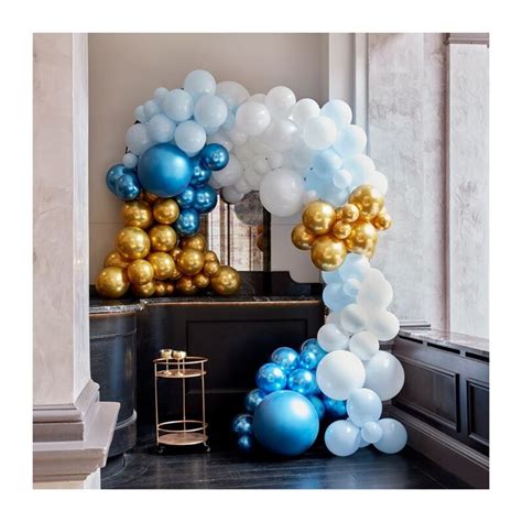Kit Arche à Ballons De Luxe Dégradé Bleu Et Chrome 200 Ballons