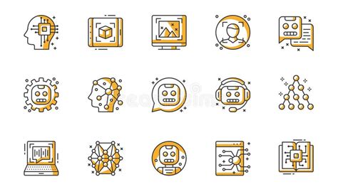 Artificial Intelligence Icons Set In Outline Stroke Design For Web Pack Line Pictograms With Ai