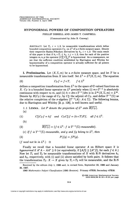 Pdf Hyponormal Powers Of Composition Operators