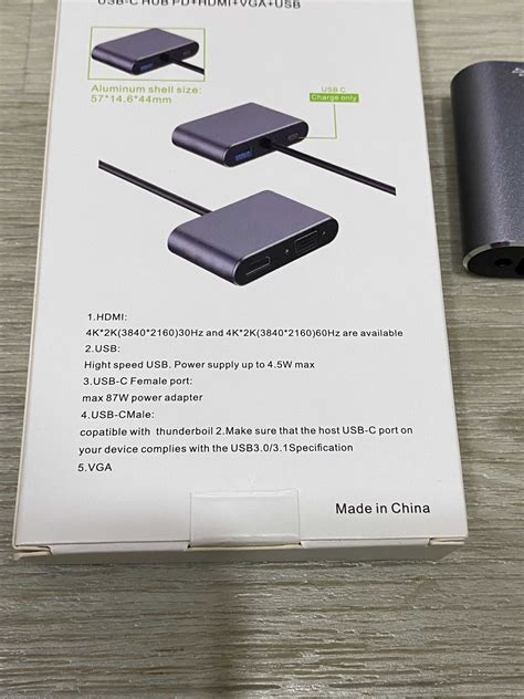 K Usb C Hub Pd Hdmi Vga Usb Adapter In