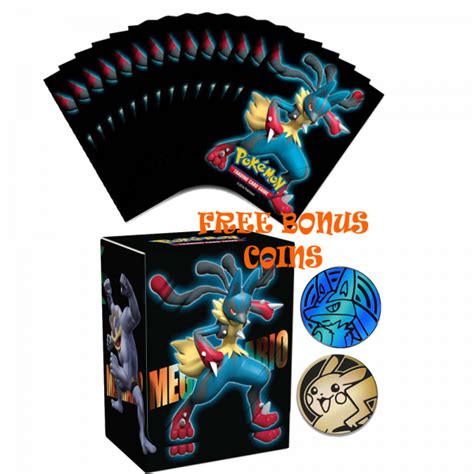 Mega Lucario Sleeves Deck Box Bundle With Bonus Coins Realgoodeal