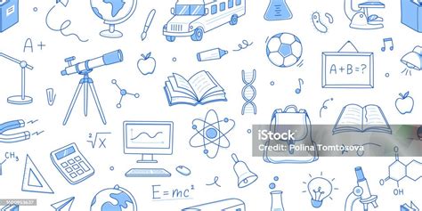 학교 원활한 패턴 배경으로 돌아갑니다 손으로 그린 선 낙서 스케치 스타일은 학교 패턴으로 돌아갑니다 손으로 그린 책 가방 지구본 교육 요소 배경 벡터 가방에 대한 스톡 벡터