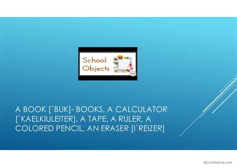 CLASSROOM OBJECTS Pictionary Pictur English ESL Powerpoints