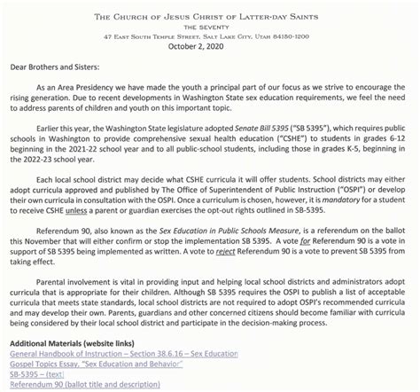 Sex Education Referendum In Washington State Church Leaders Are