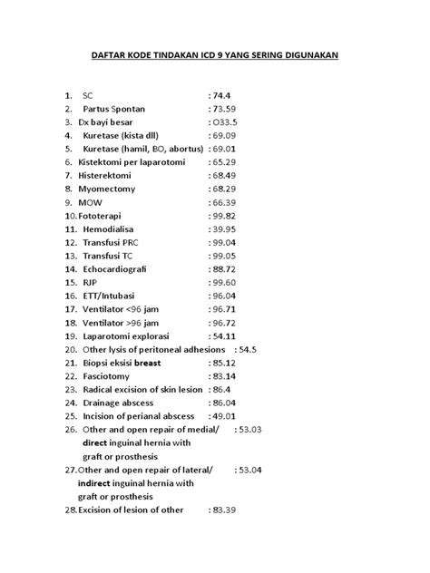 Daftar Kode Tindakan Icd 9 Pdf