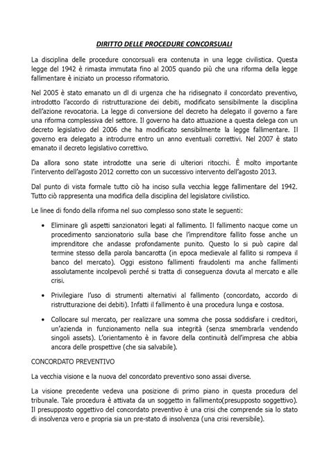 Diritto Delle Procedure Concorsuali Docsity