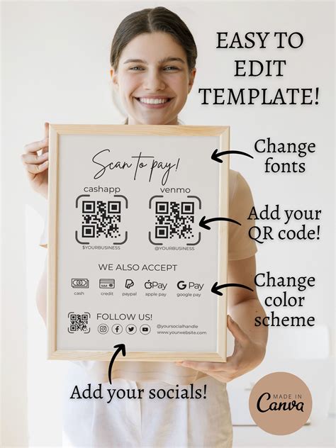 Editable Esthetician QR Code Sign QR Code Template Lash Tech Etsy