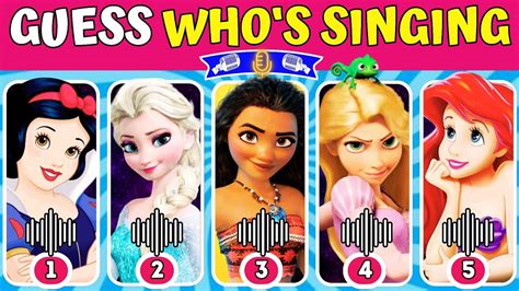 Guess Who S Singing Disney Song Quiz Challenge Elsa Moana Anna Mirabel Rapunzel Youtube