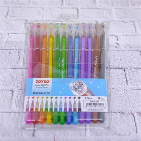 Pulpen Gel 12 Warna Diamond Art 2 Joyko Gpc 297 Color Gel Pen Pena 0