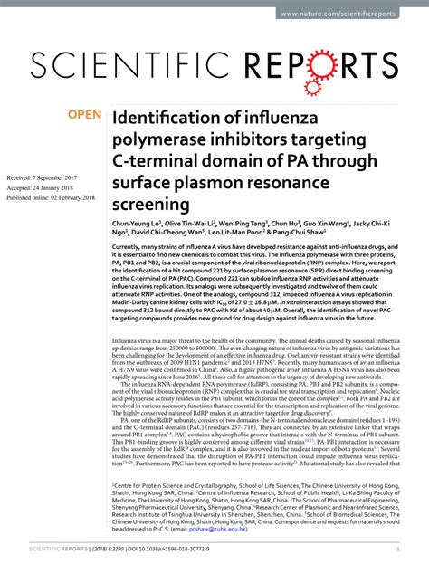 Pdf Identification Of Influenza Polymerase Inhibitors Targeting C