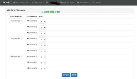 Menu Penilaian Hitung Spk Pemberian Kredit