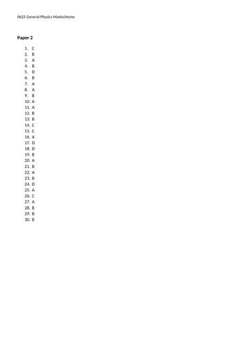 0625 General Physics Test Teaching Resources