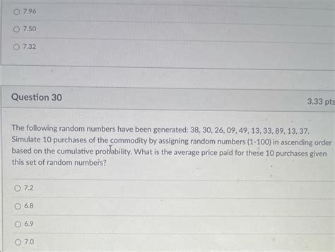 Solved 796 750 732 Question 30 The Following Random