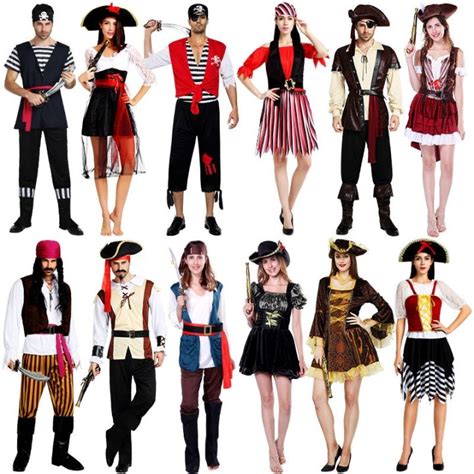 By Halloween Costume Pirate Suit Caribbean Adult Men And Women Pirate