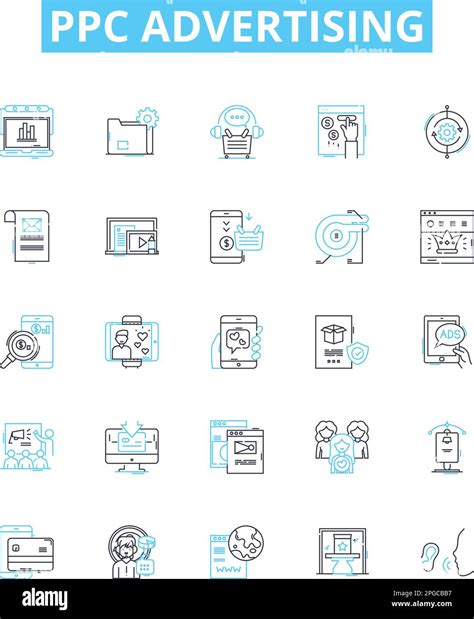 Ppc Advertising Vector Line Icons Set Pay Per Click Advertising Ppc