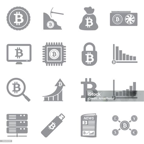 암호 화폐 아이콘 그레이 플랫 디자인 벡터 일러스트레이션 가상현실에 대한 스톡 벡터 아트 및 기타 이미지 가상현실 가상현실 시뮬레이터 가상현실 시점 Istock