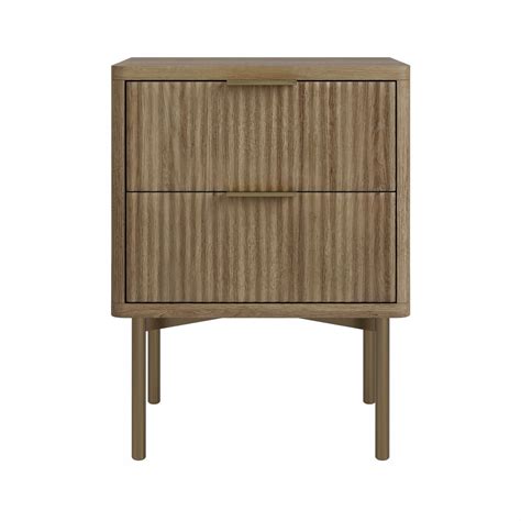 Dark Wood Ribbed 2 Drawer Bedside Table Valencia Furniture123