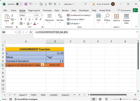 Lognormdist Function In Advanced Excel