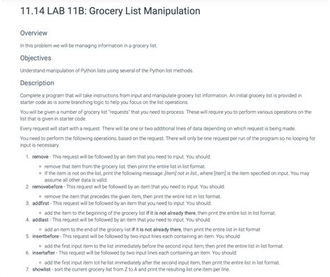 Solved Lab Activity Lab B Grocery List Chegg
