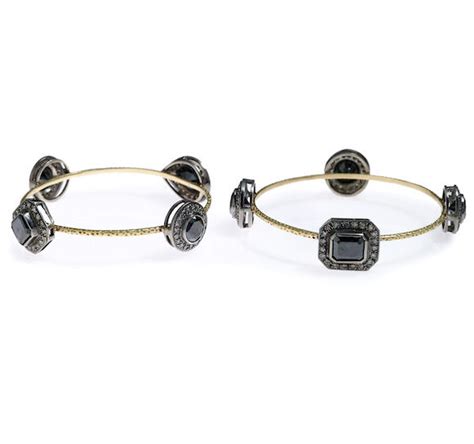 Bonhams Two Colored Diamond Bangle Bracelets