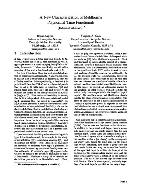 Pdf A New Characterization Of Mehlhorns Polynomial Time Functionals