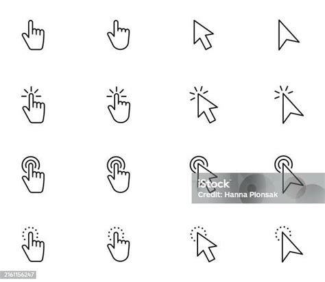 Hand Pointer Icons Pointer Click Cursor Arrow Icon Clicking Finger Computer Mouse Click Vector