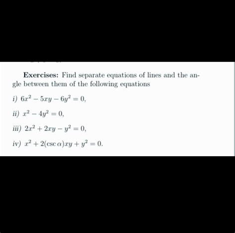 Solved Exercises Find Separate Equations Of Lines And The