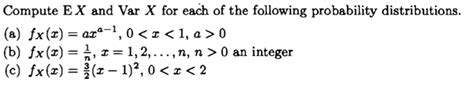 Solved Compute EX And VarX For Each Of The Following Chegg