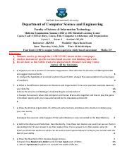 Exam Paper CSE 322 Pdf Daffodil International University Department