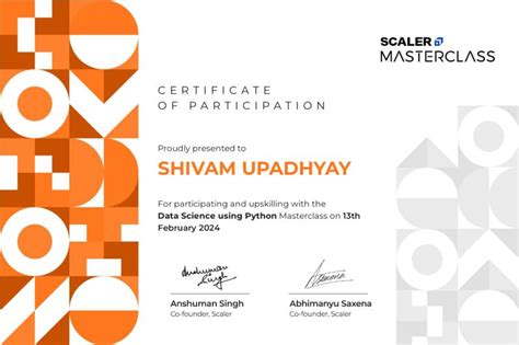 certificate data science using python shivam upadhyay