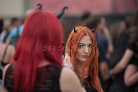 Rocker Girls At Metal Festival Editorial Stock Image Image Of Beauty