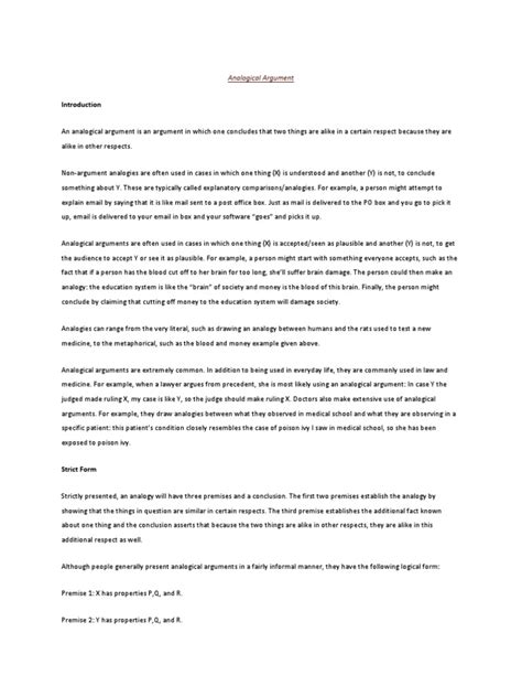 Analogical Argument Pdf Argument Analogy