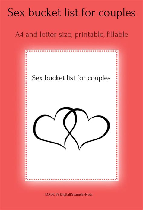 Sex Bucket List For Couples Printable Pdf A4 And Letter Version