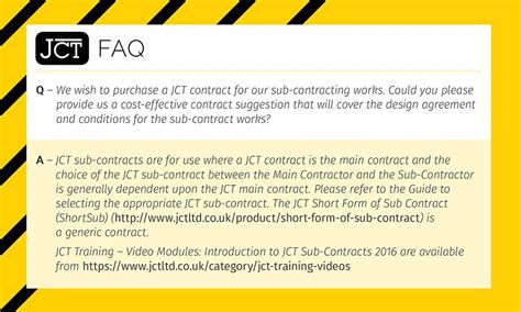 Jctcontracts Faq Subcontract Construction Contractor