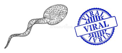 Grunge Viral Badge And Network Sperm Mesh Stock Vector Illustration