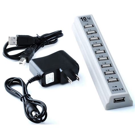 Port Usb Hub Plug And Play High Speed Hub Hub With Power Supply White Black