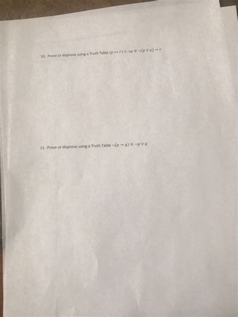 solved r va 10 prove or disprove using a truth table