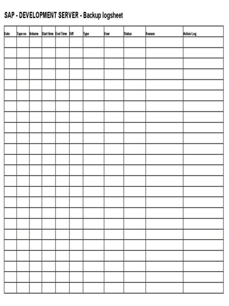 Backup Log Sheet Pdf