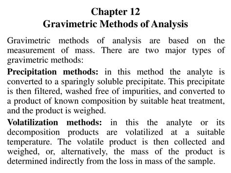 Ppt Chapter 12 Gravimetric Methods Of Analysis Powerpoint