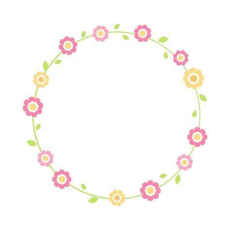 Cute Round Floral Frame Border Simple Minimal Flower Wreath