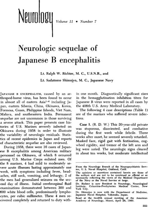 Neurologic Sequelae Of Japanese B Encephalitis Neurology