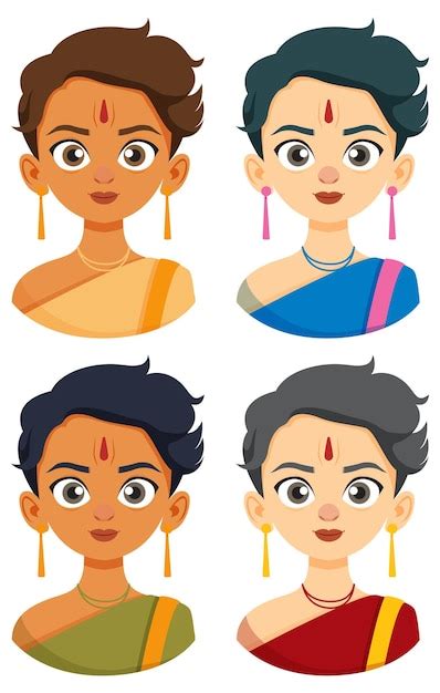 전통 의 옷 을 입은 인도 여자 들 무료 벡터