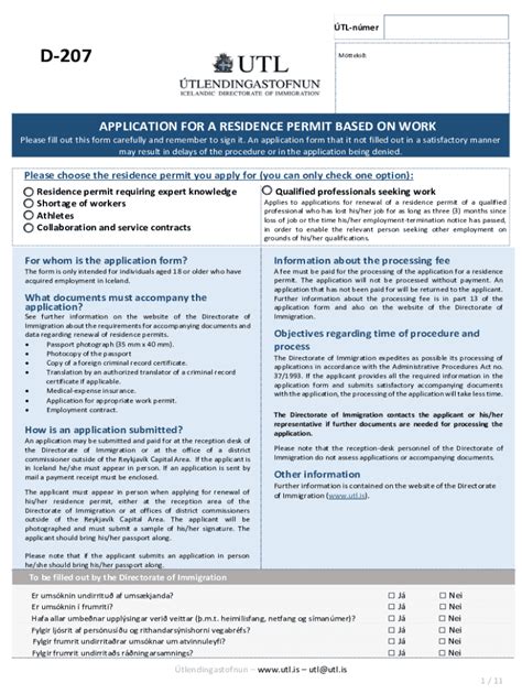 Fillable Online Fill IoApplication For A Permit For ResidenceFill Free Fillable Application