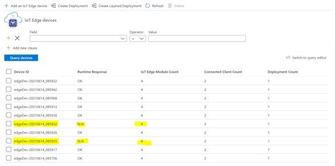 Azure Edgeagent In Na Status On Azure Portal For 4 Out 20 Devices